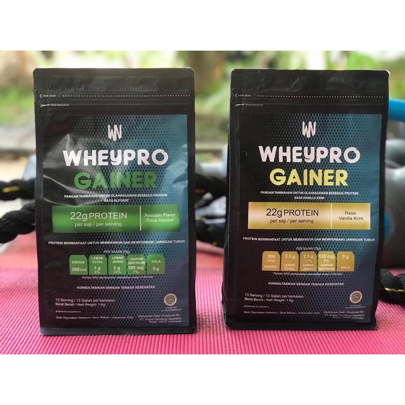 Jual WHEYPRO GAINER susu protein 1kg/ minuman suplemen / whey | Shopee ...