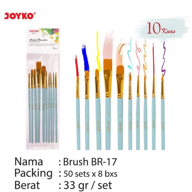 Jual Kuas Joyko BR-17 Br17 / Joyko Mix Artist Brush / Kuas Lukis Joyko ...