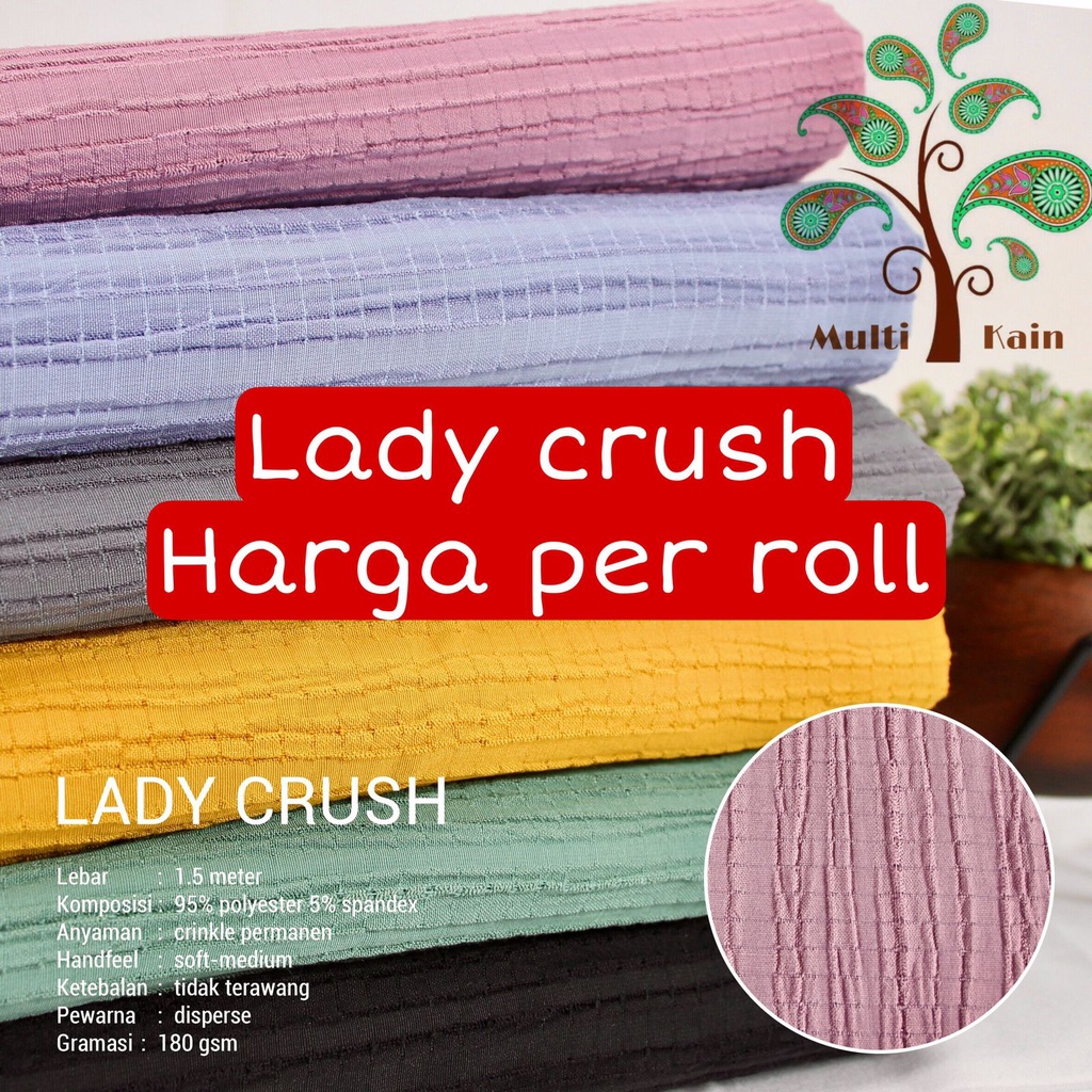 Jual Multi Kain lady crush crinkle kerut lecek spandex stretch per roll ...