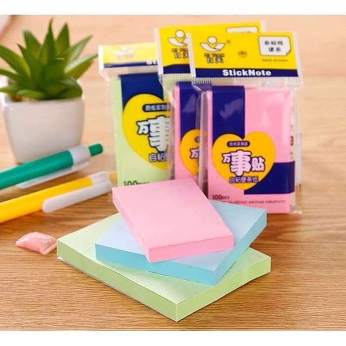 Jual Sticky Notes / Memo Tempel Persegi Polos (7.5*5cm) (100 Lembar ...