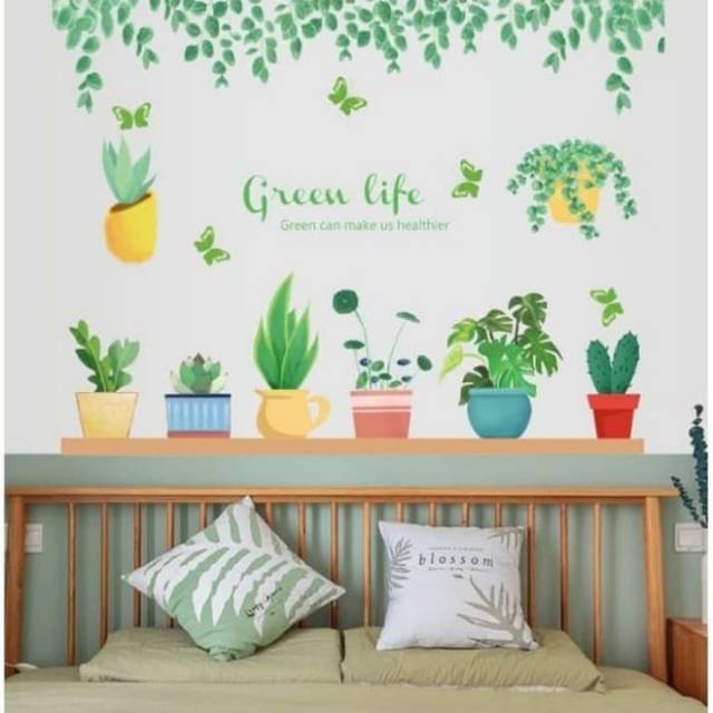 Jual Wallstiker Wallsticker Wall Sticker Stiker Dinding Potted Green ...