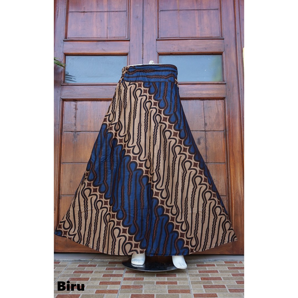 Jual rok batik panjang klok payung bahan katun RB05 parang biru ...