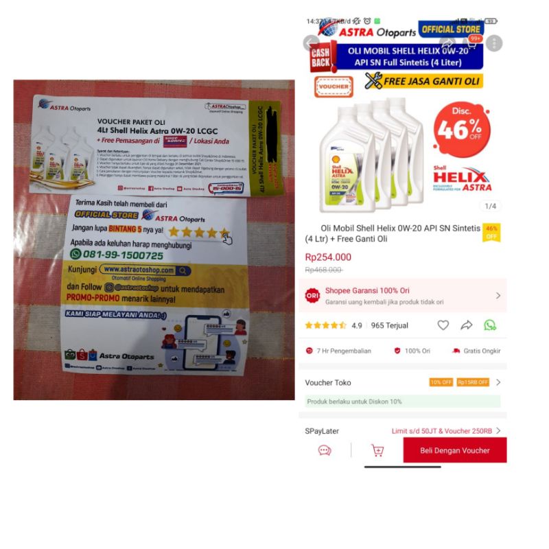 Jual Oli Mobil Shell Helix Astra 0W-20 LCGC 1200cc (4 Liter) | Shopee ...