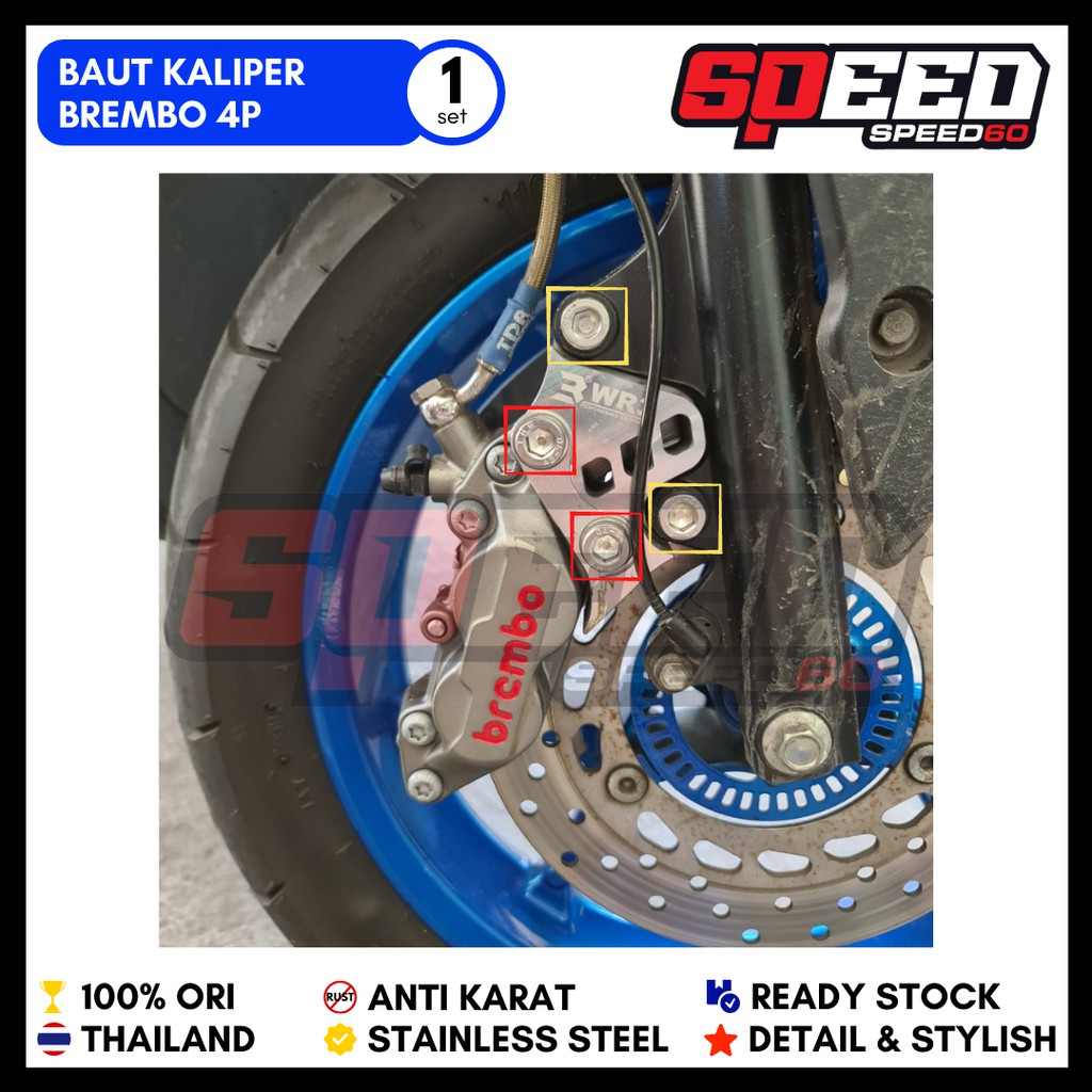 Jual Probolt Baut Breket Kaliper Brembo 4P Depan XMAX King Nut Thailand | Shopee Indonesia