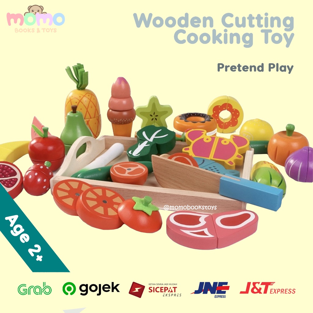 Jual [MOMO] Wooden Cutting Cooking Toy | Mainan Potong Buah Sayur ...