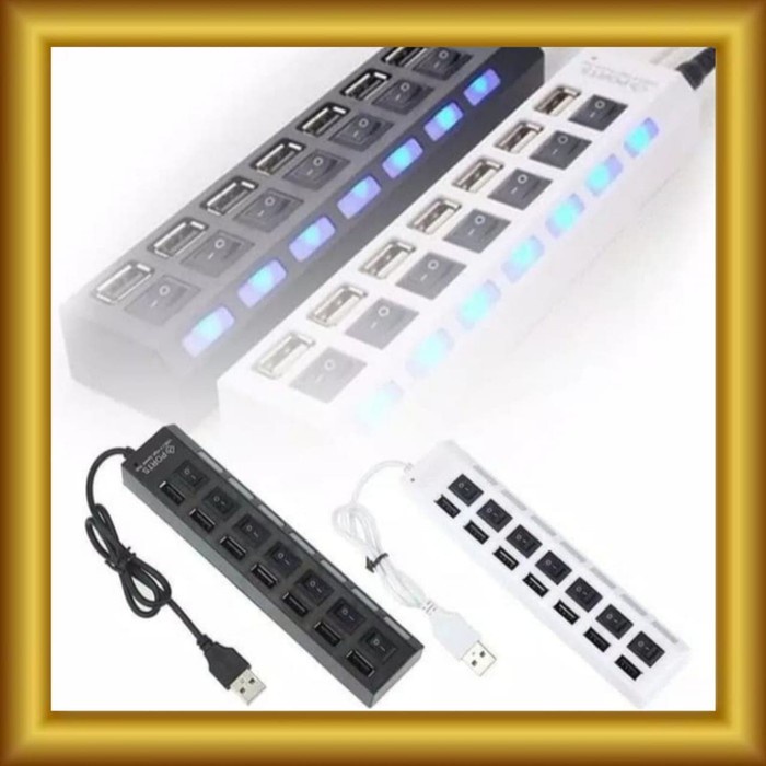 Jual Kabel Hub 7 Port Usb High Speed 2.0 Off Switch Untuk PC Atau ...