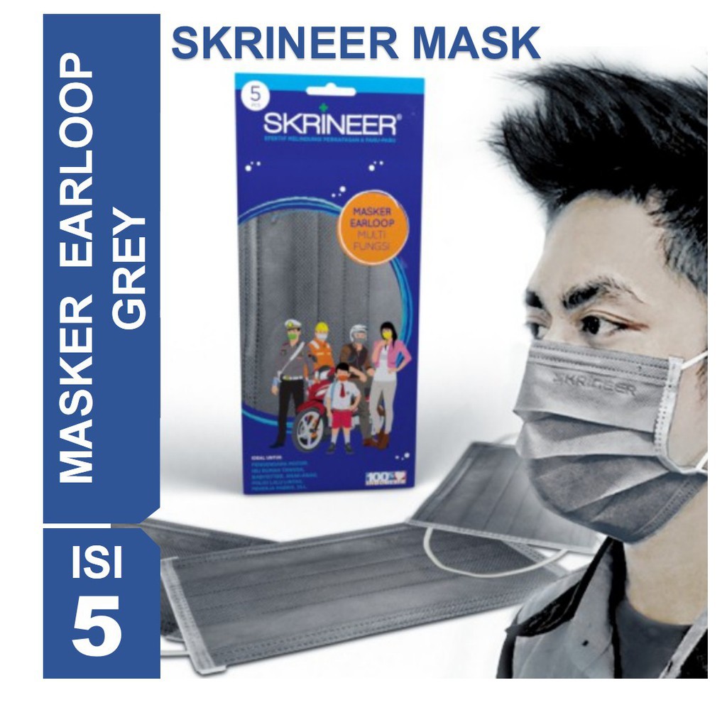 Jual SKRINEER MASK 5S GREY ISI 5PC | Shopee Indonesia