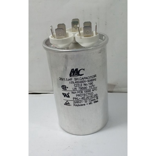 Jual KAPASITOR AC/CAPACITOR AC MERK MC LG 3 KAKI 20/1,5 UF (20/1,5 MIKRO) | Shopee Indonesia