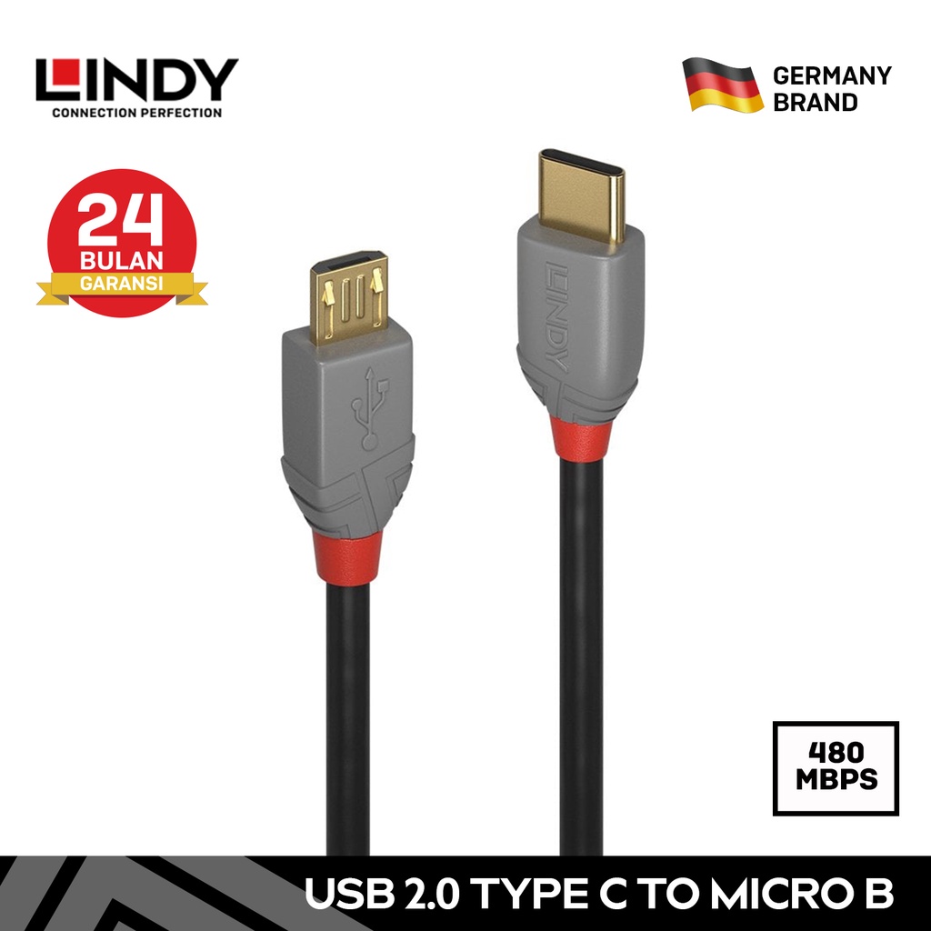 Jual LINDY Kabel Data Type C to Micro B 0.5M 1M 2M Kabel Type C to Micro USB DAC Cable USB 2.0 ...