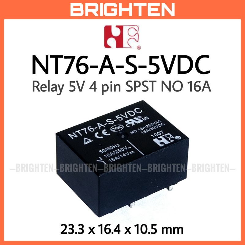 Jual Relay NT76-A-S-5VDC Relay 1 Induk 4 pin SPST NO 5V 16A | Shopee ...