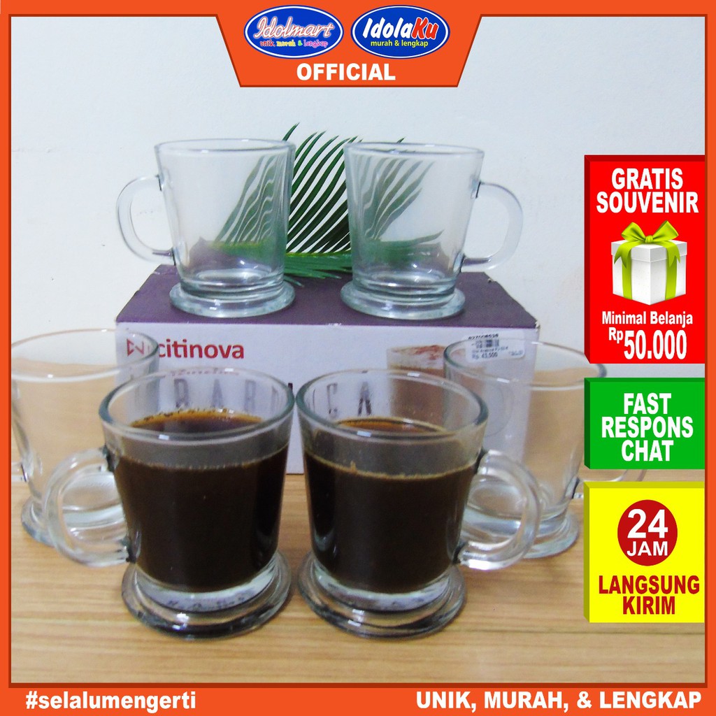 Jual IDOLMART Citinova Gelas Arabica isi 6PCS Gelas set isi 6 / Gelas ...