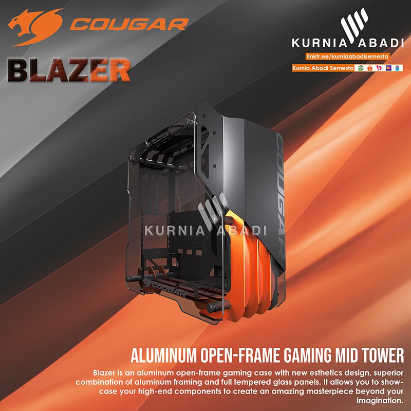 Jual COUGAR GAMING CASE BLAZER Superb Open-frame Gaming Mid Tower Case ...