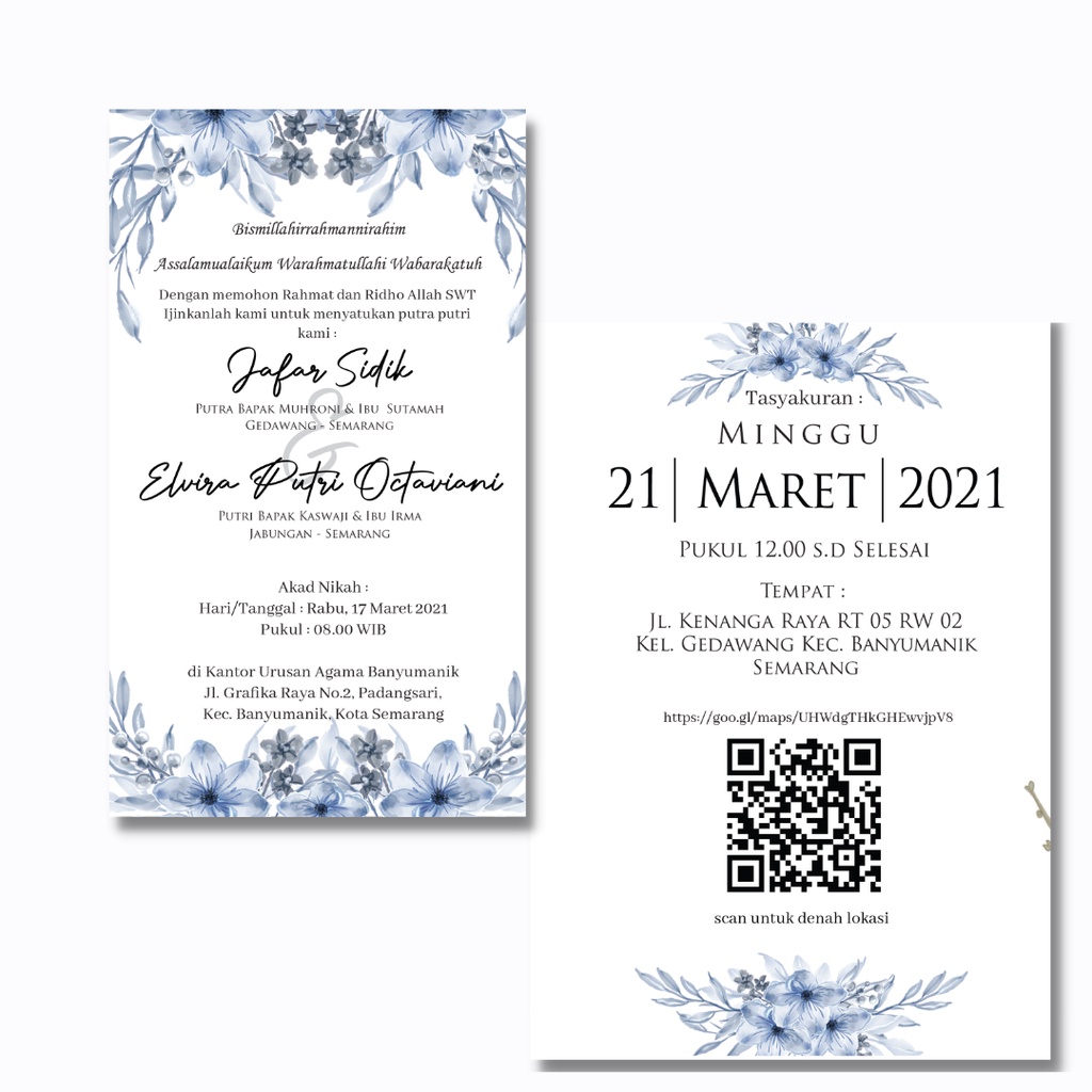 Jual DESAIN FULL COLOR UNDANGAN CUSTOM SATU MUKA BOLAK BALIK / SINGLE ...