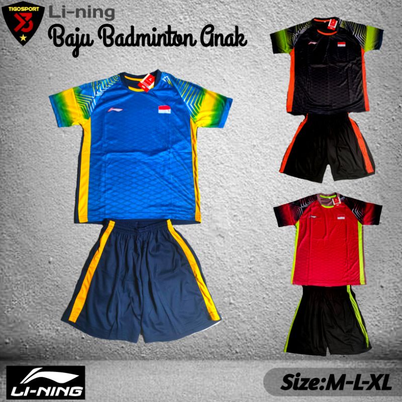 Jual SETELAN BAJU BADMINTON ANAK-ANAK PRINT LINING/BAJU BULUTANGKIS ...