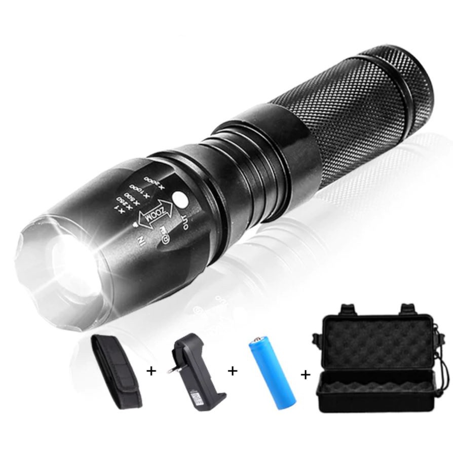 Jual Senter Tactical LED Cree XML-T6 3000 Lumens Baterai Charger Box ...