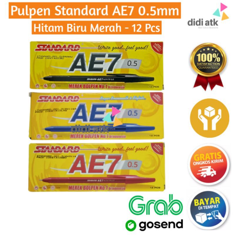 Jual Pulpen Pena Standard Ae7 0.5mm 12 Pcs / Pen Semi Gel | Shopee ...