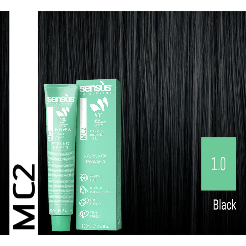 Jual SENSUS MC2 PERMANENT HAIR COLOR 1.0 BLACK - 100ML | Shopee Indonesia