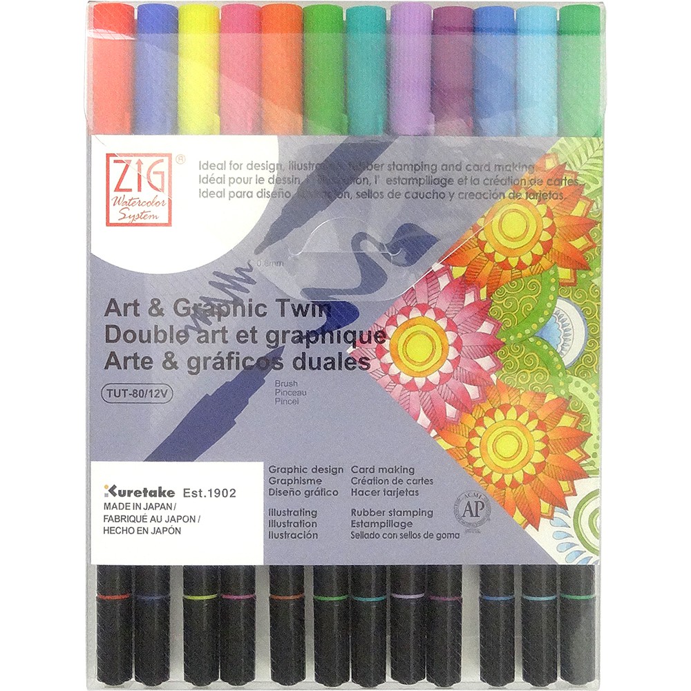 Jual ZIG ART & GRAPHIC TWIN 12 colors set Bright (TUT-80/12VBR ...
