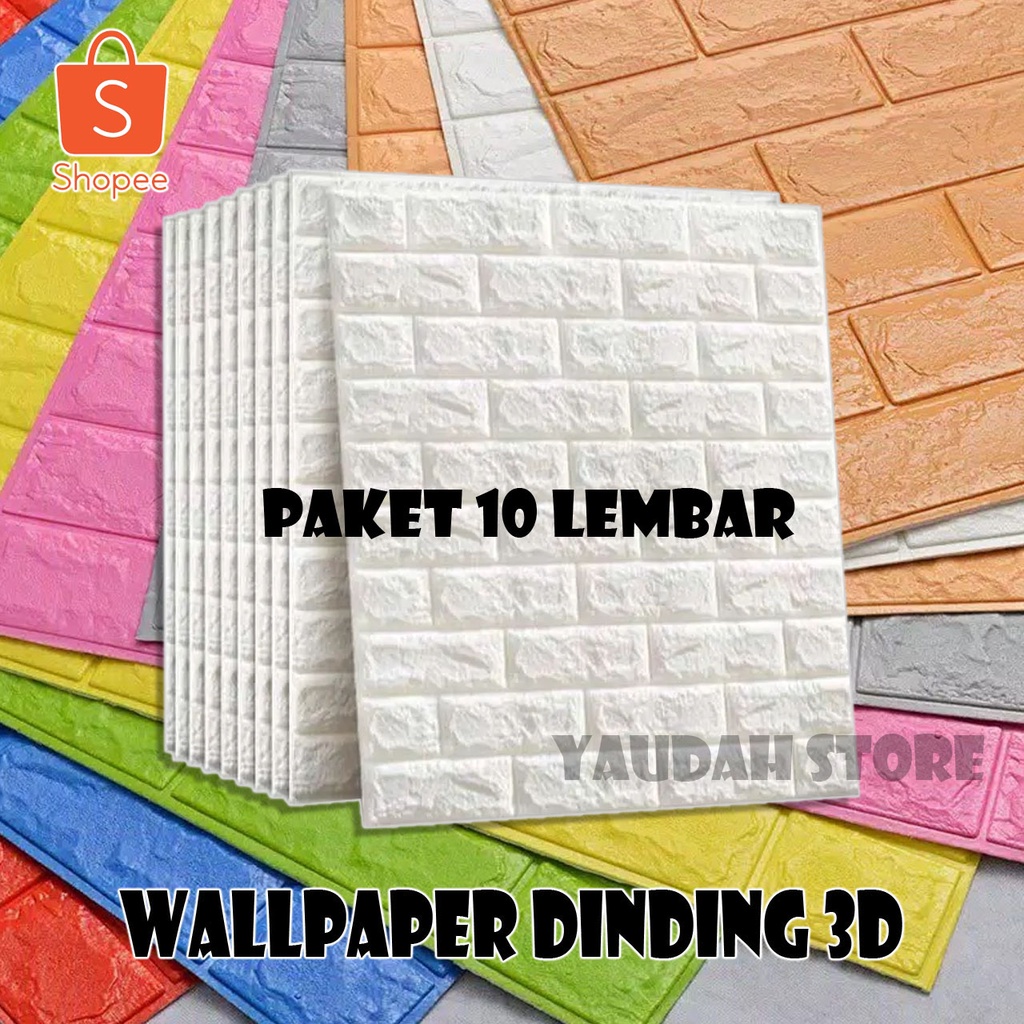 Jual Paket 10 lembar wallpaper foam 3d motif batu bata 70X38cm ...