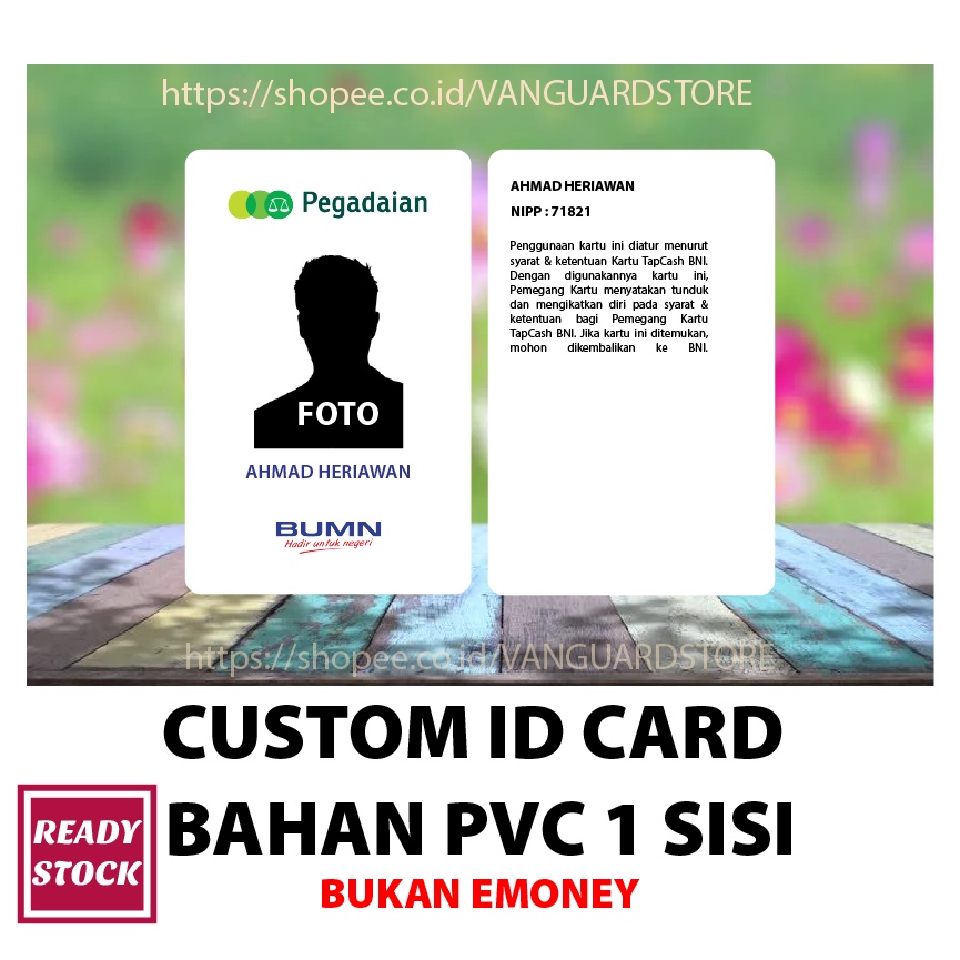 Jual KARTU PVC CUSTOM DESIGN ID CARD PEGADAIAN BAHAN PVC - 2 SISI ...