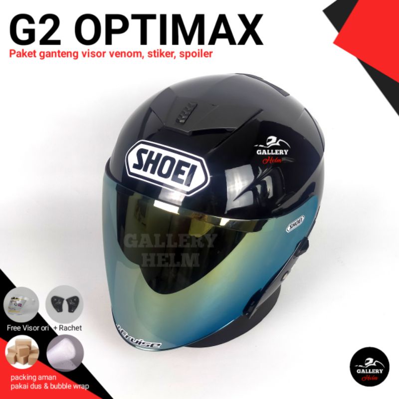 Jual HELM G2 OPTIMAX SOLID HITAM GLOSSY | PAKET GANTENG VISOR VENOM ...