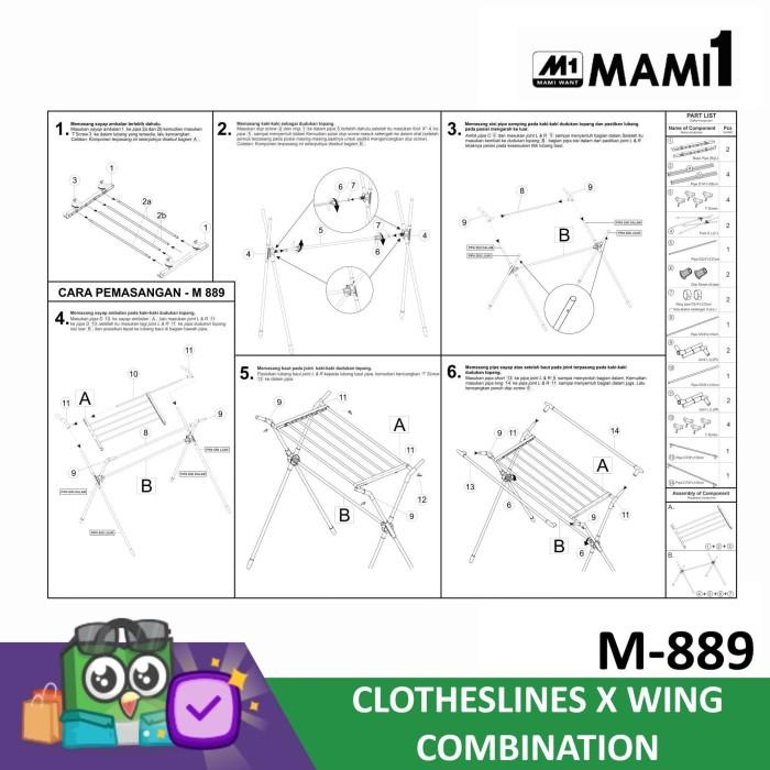 Jual Jemuran | Mami1 M-889 Clothesline X Wing Combination Kualitas Terbaik | Shopee Indonesia