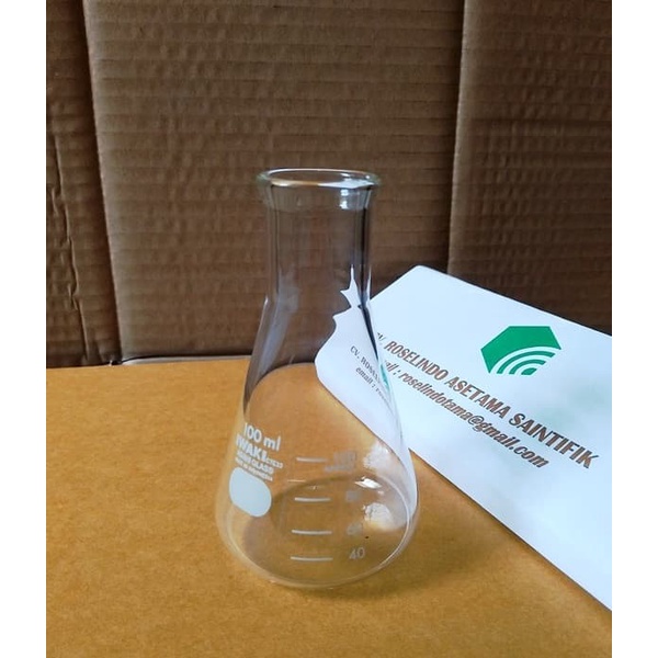Jual Erlenmeyer Flask 100 mL Gelas labu erlenmeyer IWAKI Original | Shopee Indonesia