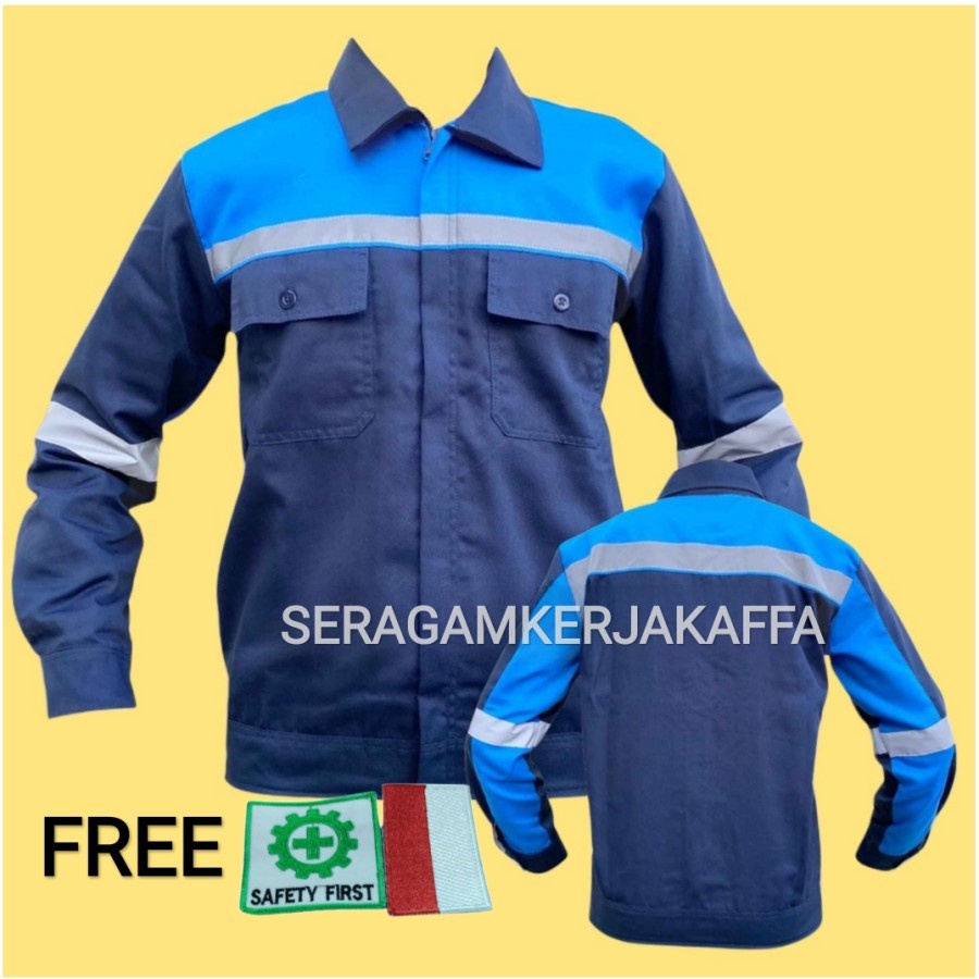 Jual bisa COD seragam kombinasi lengan panjang kemeja kerja seragam ...
