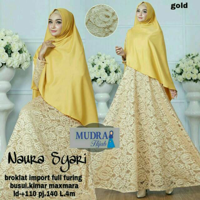 Jual Hijabbstory Sbt Gamis Brukat Syari Gold Syari Allsize Brukat Busui Polos Cantik Eksklusif ...