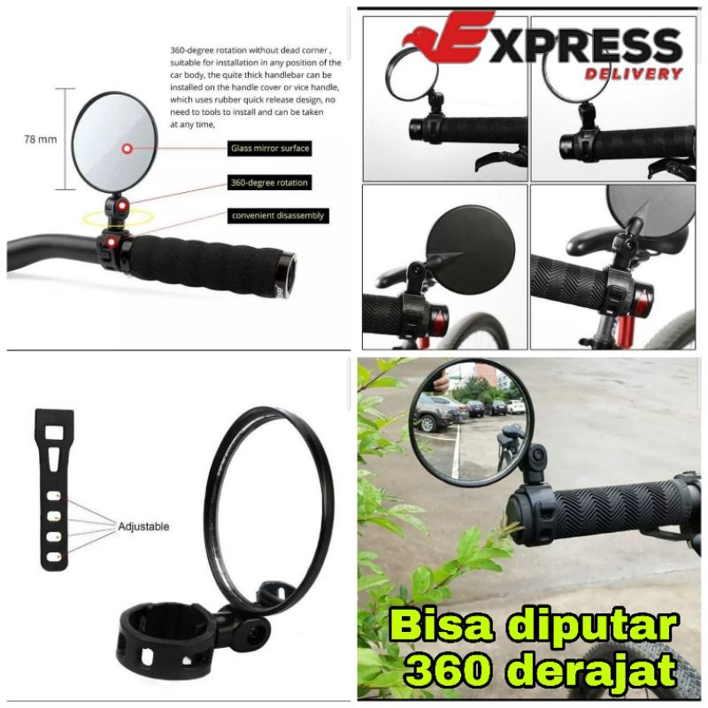 Jual Kaca Spion Sepeda Gunung MTB rotasi 360 adjusable Blind Spot ...