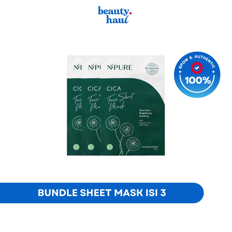 Jual NPURE Centella Asiatica Sheet Mask Set (3 pcs) | Shopee Indonesia
