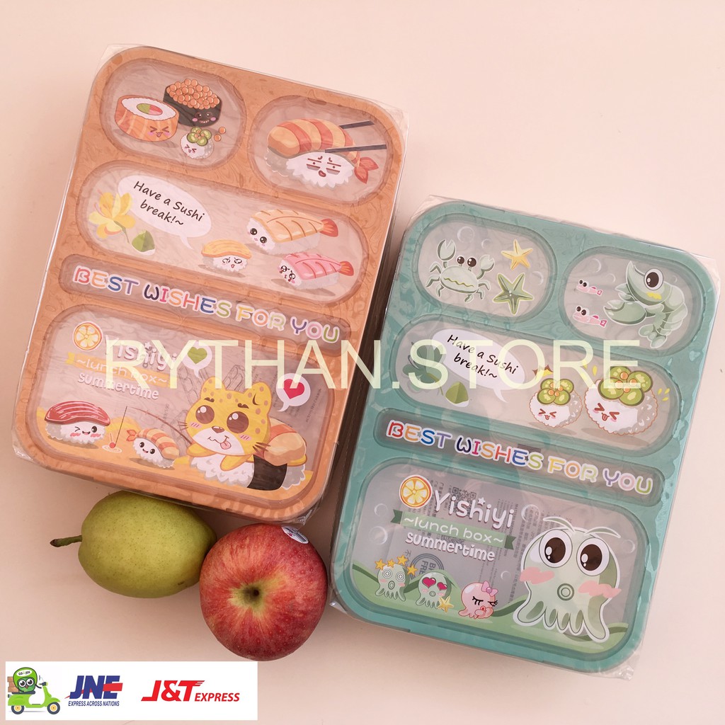 Jual LUNCH BOX YOOYEE GRID 5 SEKAT ANTI TUMPAH 590 | Shopee Indonesia