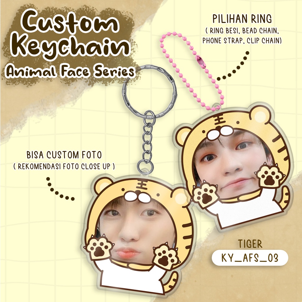 Jual Ganci Custom Desain Cute Animal Face Bisa Ganti Foto / Gantungan ...