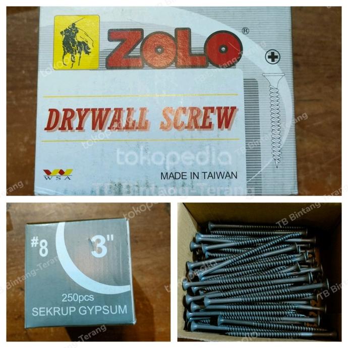 Jual SEKRUP SKRUP GYPSUM ZOLO 8 X 3" INCH PANJANG 7 CM | Shopee Indonesia