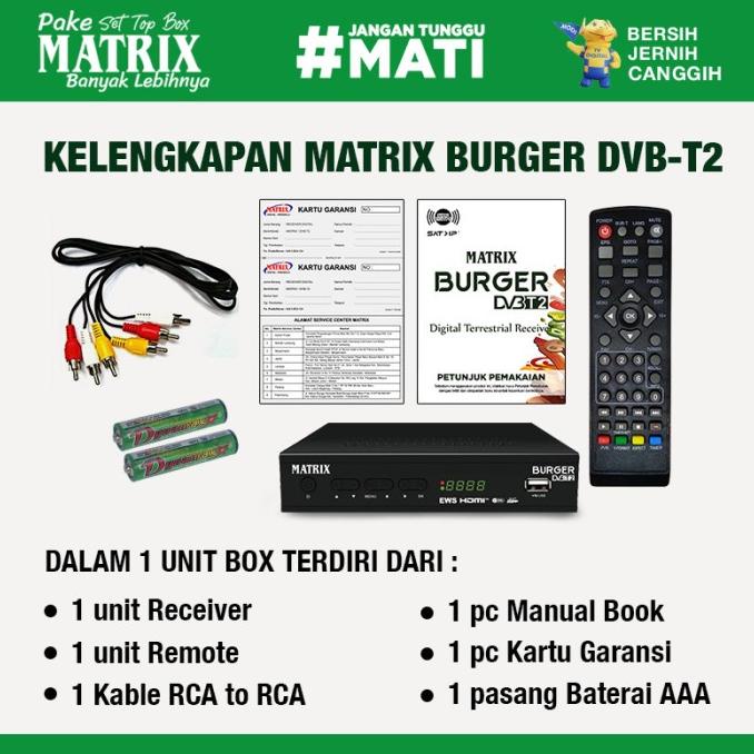 Jual Set Top Box Matrix Burger Hijau / STB DVB T2 HD / Set Box TV Digital | Shopee Indonesia
