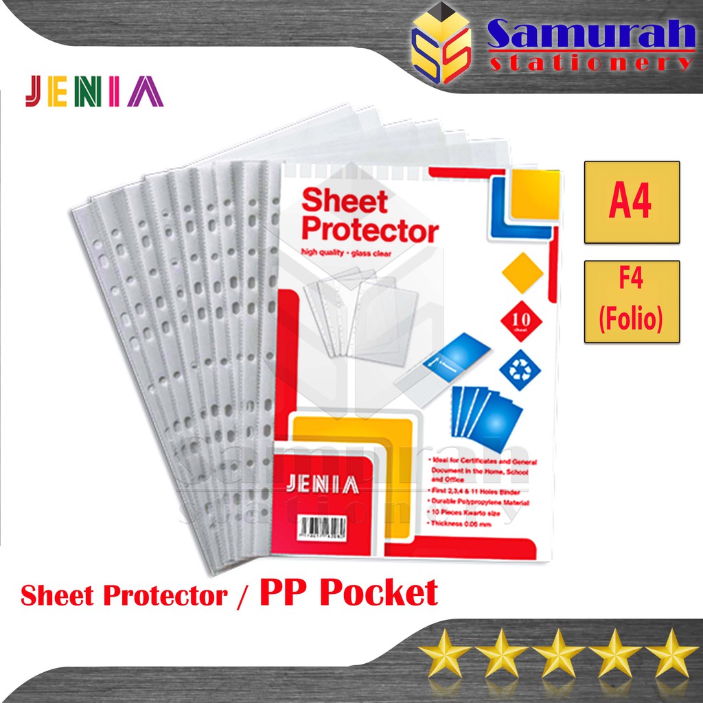 Jual PP Pocket A4 - F4 Folio Jenia isi 10 lembar / Sheet Protector Per ...