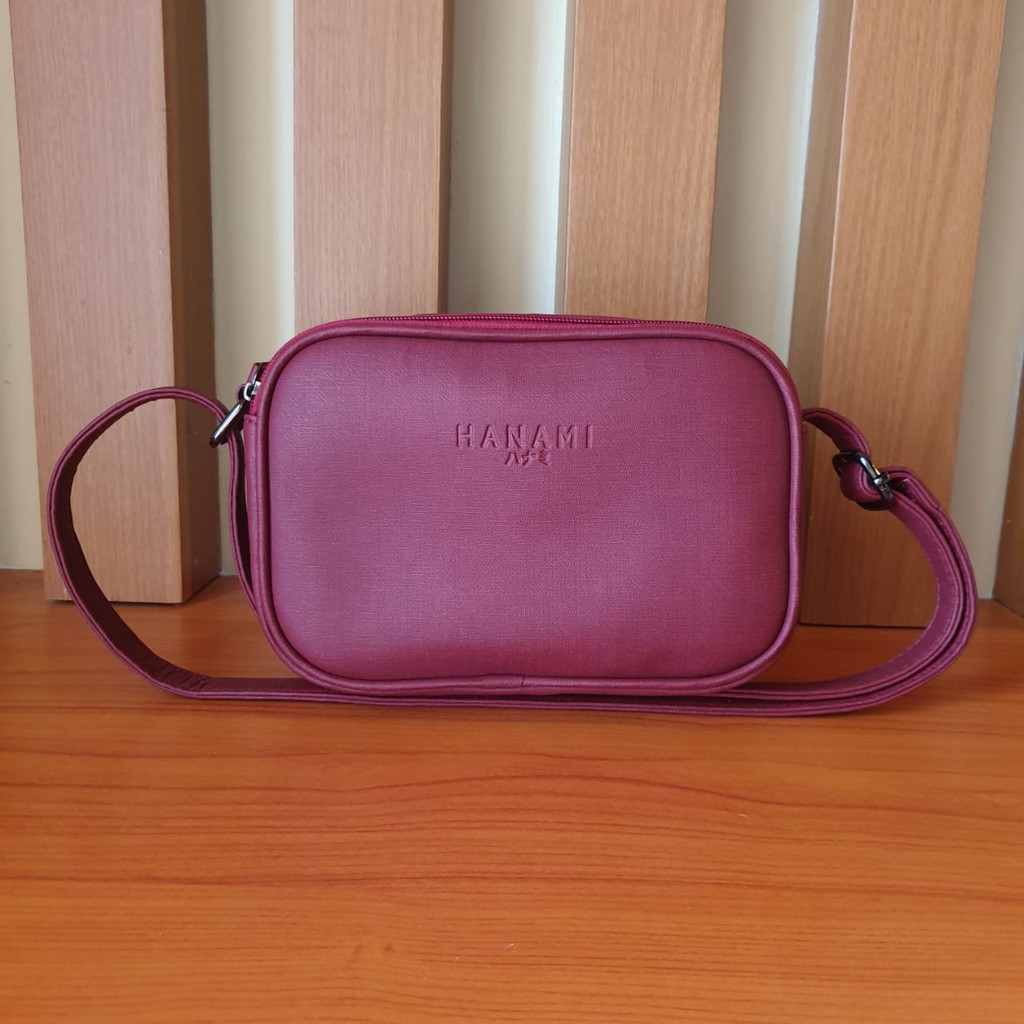 Jual TAS 2 SLETING HANAMI MALONA MAROON TA060M2 SELEMPANG WANITA KULIT ...