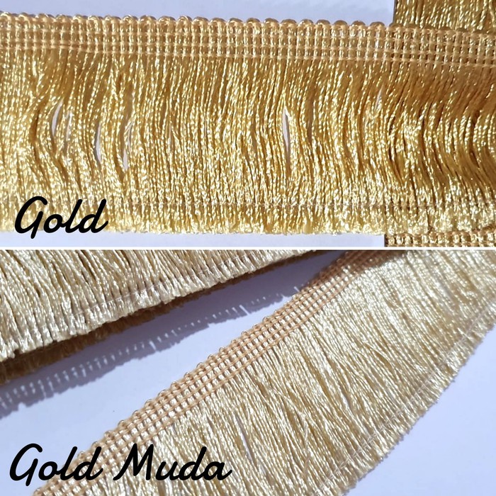 Jual Renda Rumbai Sisir Lebar 5 cm - Emas Muda (25 Yard) | Shopee Indonesia
