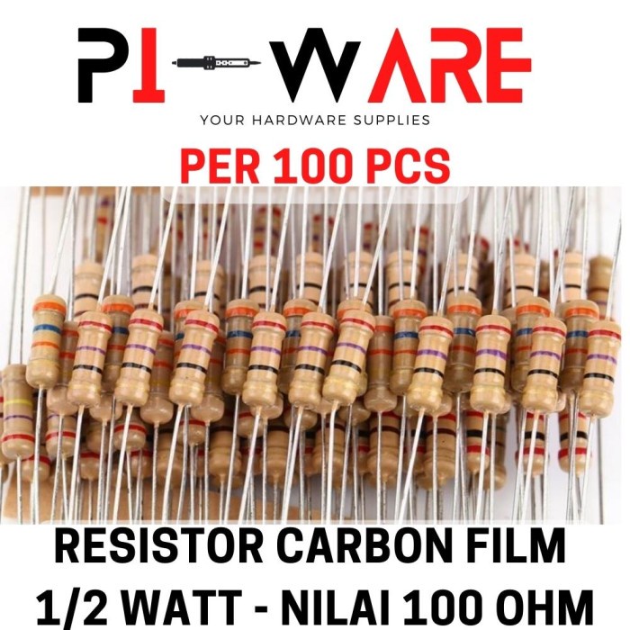 Jual Paket Isi 100 Pcs Resistor Carbon Film 1/2 0.5 Watt Nilai 100 ohm 100R | Shopee Indonesia