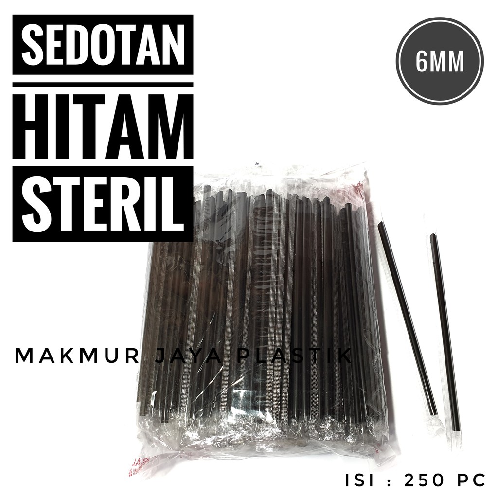 Jual [ SEDOTAN HITAM STERIL - 250 PC ] BLACK STRAW 6 MM | Shopee Indonesia