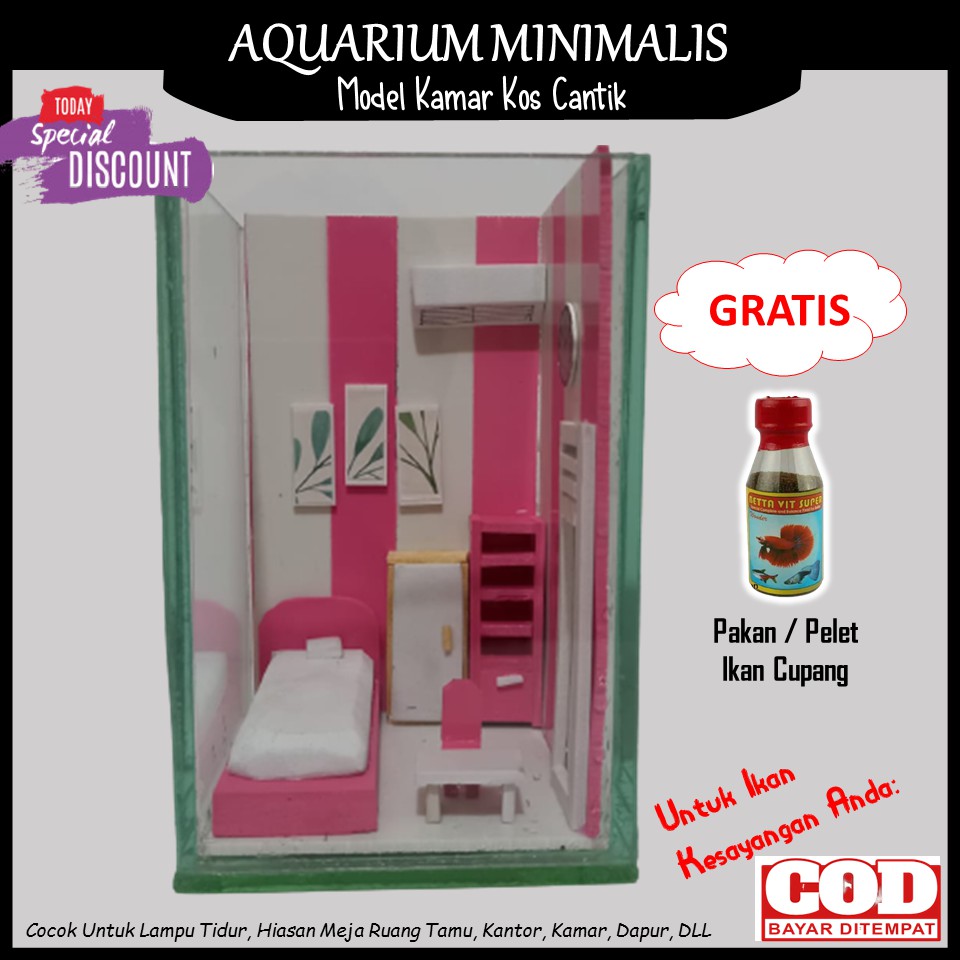 Jual Aquarium Akuarium Soliter Mini Kamar Kos Ikan Cupang MInimalis ...