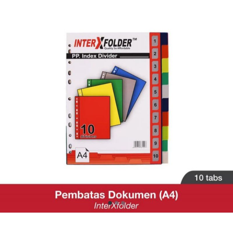 Jual divider / pembatas A4 10 tabs inter x folder | Shopee Indonesia