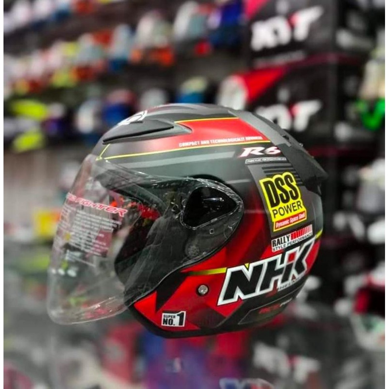 Jual HELM NHK R6 MOTIP RALLY BLAK DOFF/RED ORIGINAL | Shopee Indonesia