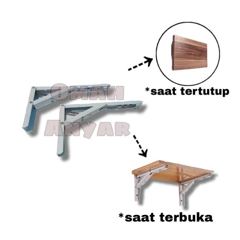 Jual 1 PASANG Siku Lipat Fold Bracket Meja Rias Laptop Rak Portable ...