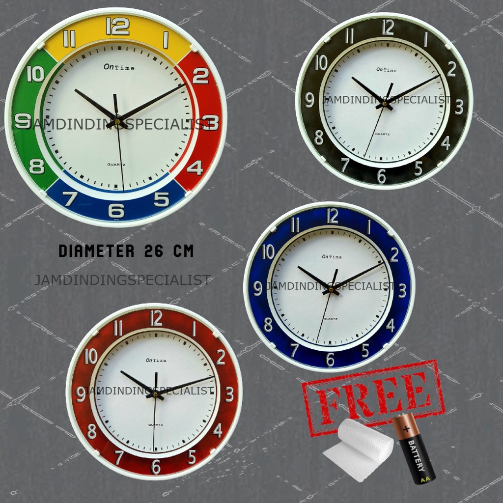 Jual JAM DINDING POLOS MINIMALIS JAM DINDING BULAT MURAH DIAMETER 26CM ...