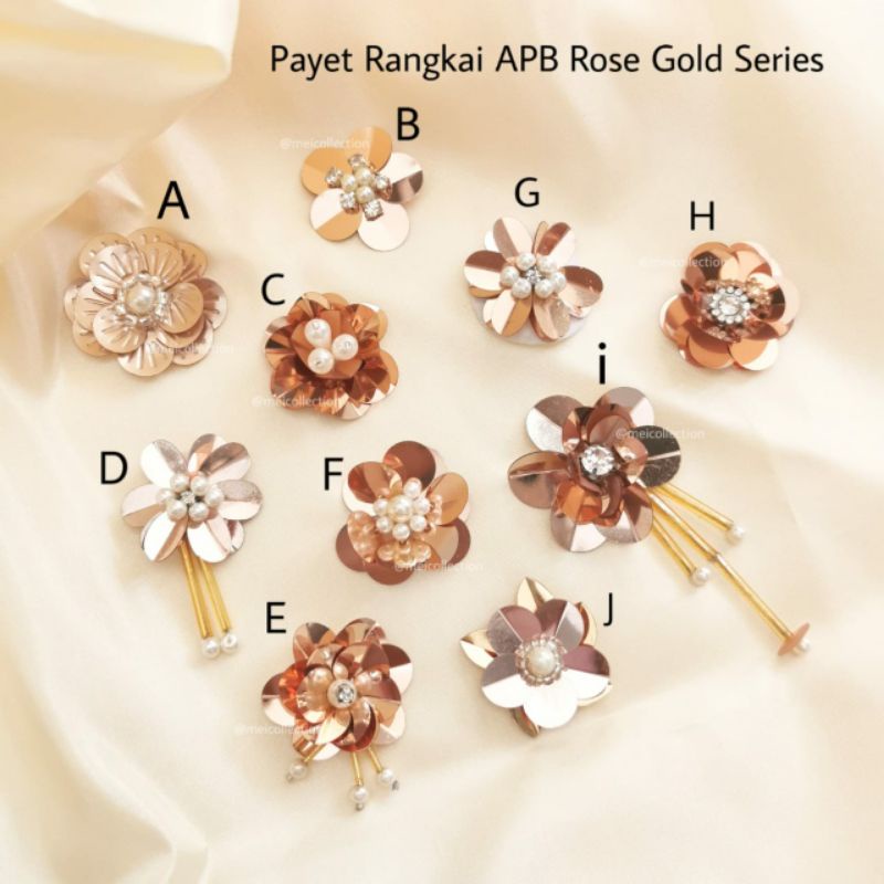 Jual (satuan) Payet rangkai bunga 3D KOMPILASI APB rose gold series ...