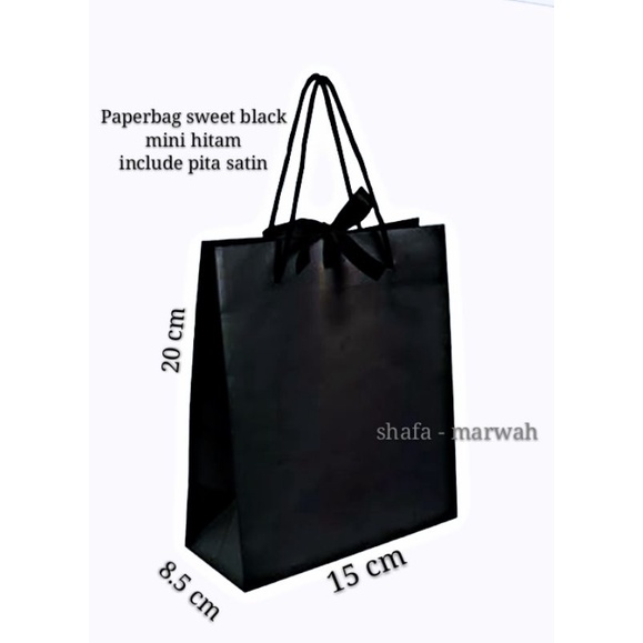 Jual PAPERBAG sweet black . paperbag hitam mini.15 X 8.5 X 20 cm ...