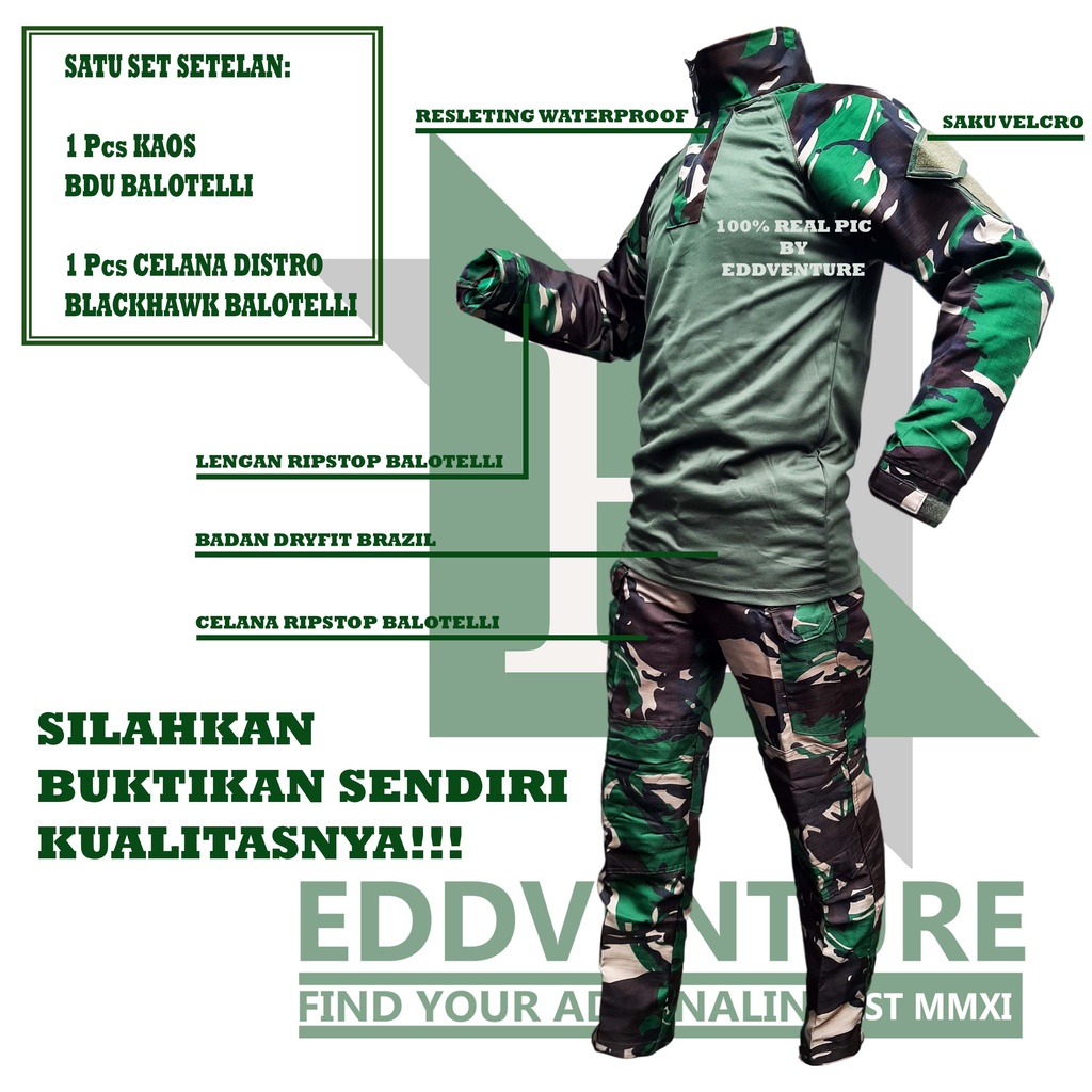 Jual Setelan Kaos Baju Pakaian Celana Cargo Kargo Chargo Lengan Panjang BDU Dry Fit Turtleneck ...