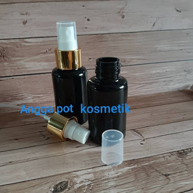Jual Botol tubular 60ml hitam tutup spray gold | Shopee Indonesia