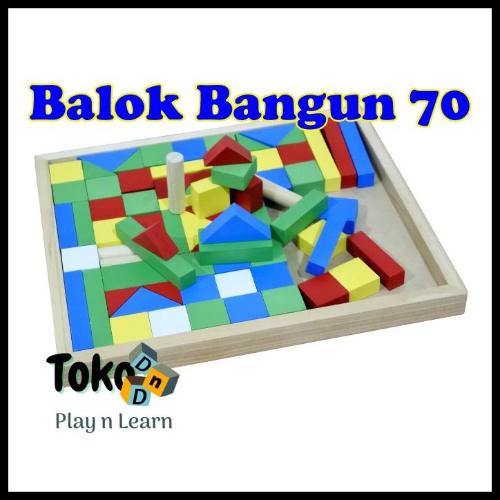 Jual Mainan Edukasi Anak Balok Bangun Kayu Wooden City Block Warna 70 ...
